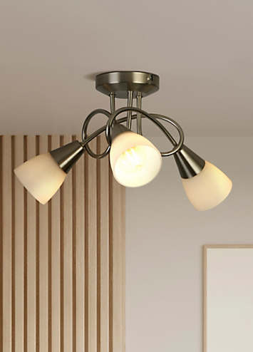 3 Light Satin Silver Ceiling Light | Kaleidoscope