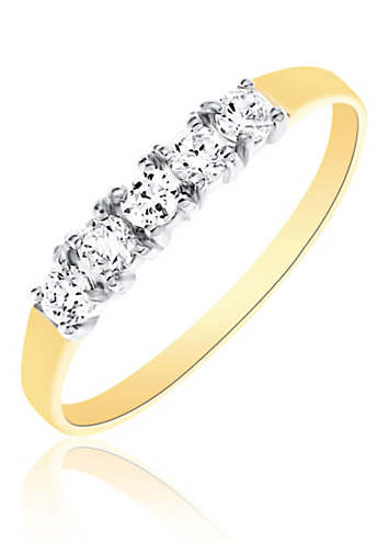 9ct Gold Five Stone Cubic Zirconia Ladies Ring | Kaleidoscope