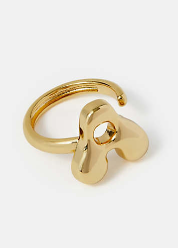 Accessorize 14ct Gold-Plated Bubble Initial Ring | Kaleidoscope