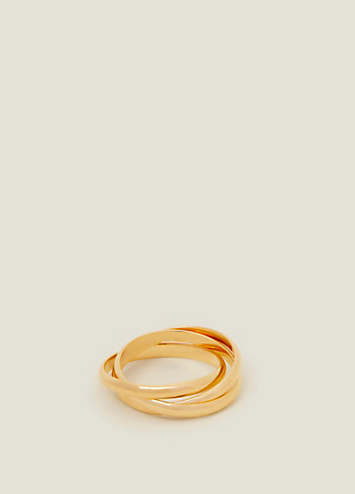 Accessorize 14ct Gold-Plated Russian Band Ring | Kaleidoscope