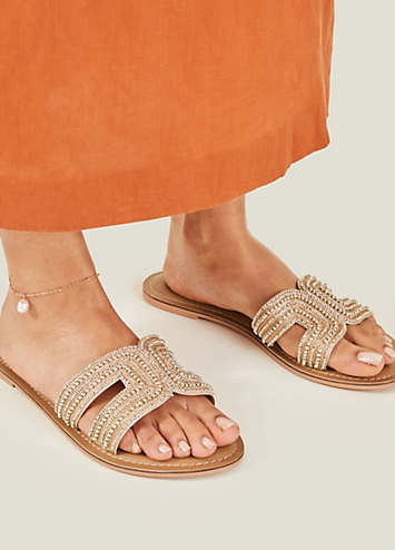 Accessorize Bella Beaded Wide Fit Sandals | Kaleidoscope