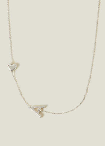 Accessorize Heart Initial Necklace - Silver | Kaleidoscope