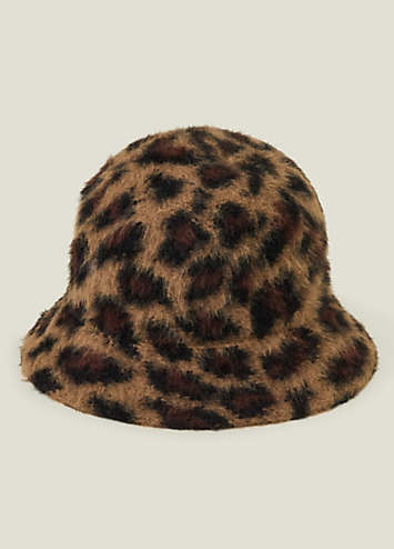 Accessorize Leopard Fluffy Bucket Hat | Kaleidoscope