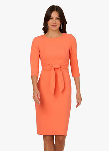 Adrianna Papell Knit Crepe Tie Waist Sheath Dress | Kaleidoscope