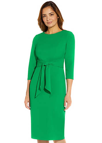 Adrianna Papell Knit Crepe Tie Waist Sheath Dress | Kaleidoscope