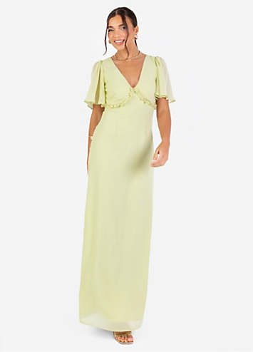 Anaya With Love Recycled Spring Green V-Neck Short Flutter Sleeve Maxi ...