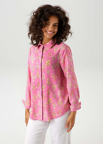 Aniston Floral Concealed Button Shirt | Kaleidoscope