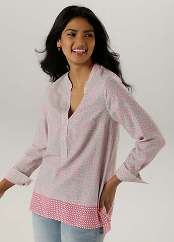 Aniston V-Neck Longline Blouse | Kaleidoscope