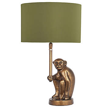 Antique Brass Metal Monkey Table Lamp | Kaleidoscope