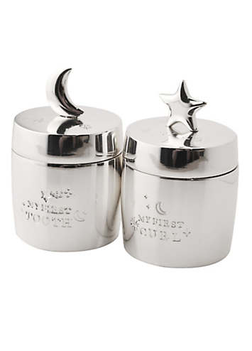 Bambino Silver Plated Barrel Shaped Tooth & Curl Keepsake Boxes - Star ...