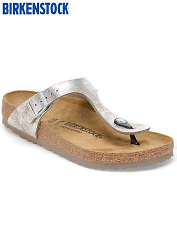 Birkenstock Women’s Metallics Silver Gizeh Synthetic Sandals | Kaleidoscope