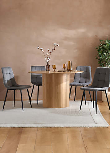 Birlea Axel Round Fluted Dining Table with 4 Chairs | Kaleidoscope