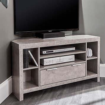 Bloc Corner Concrete Effect TV Unit | Kaleidoscope