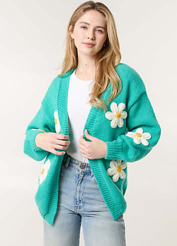 Blue Vanilla Daisy Large Flower Cardigan | Kaleidoscope