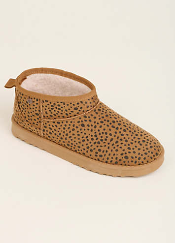 Brakeburn Leopard Spot Faux Suede Slipper Boots | Kaleidoscope