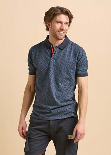 Brakeburn Navy Tile Polo Shirt | Kaleidoscope
