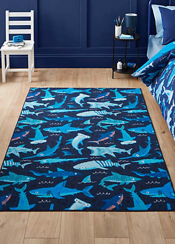 Catherine Lansfield Kids Jawsome Sharks Rug | Kaleidoscope