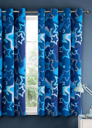 Catherine Lansfield Ombre Stars Pair of Lined Eyelet Curtains - 167 x ...