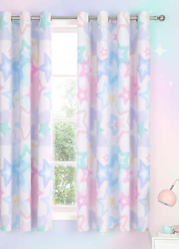 Catherine Lansfield Ombre Stars Pair of Lined Eyelet Curtains - 167 x ...