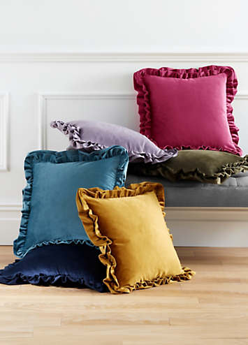 Catherine Lansfield So Soft Velvet Touch Double Frill 43 x 43cm Cushion ...