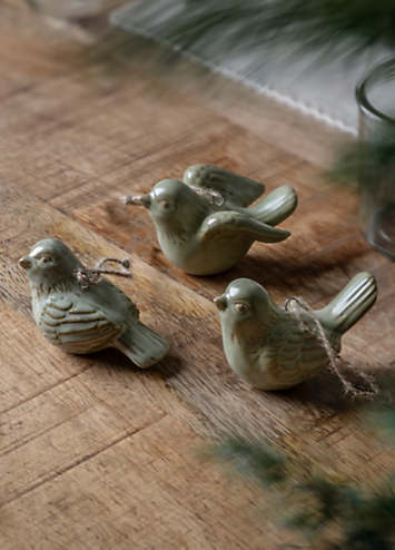 Chic Living Set of 3 Ceramic Hanging Bird Decorations | Kaleidoscope