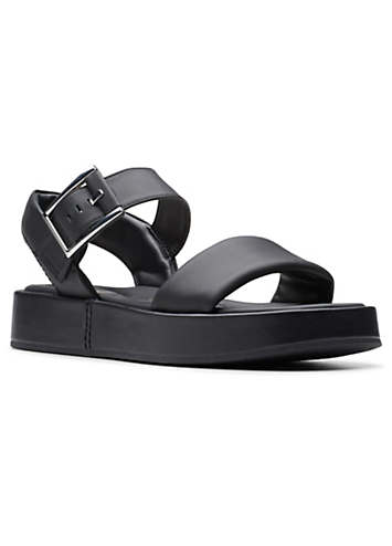 Clarks Alda Strap Black Leather Sandals | Kaleidoscope