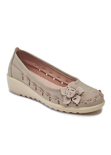 Cotton Traders Beige Soft Step Flower Shoes | Kaleidoscope