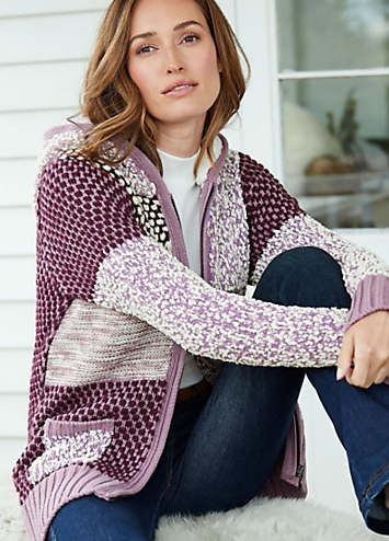 Cotton Traders Hooded Knitted Zip Cardigan | Kaleidoscope