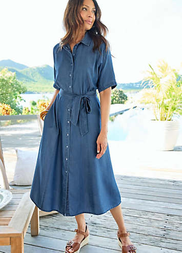 Cotton Traders Lyocell Midi Shirt Dress | Kaleidoscope