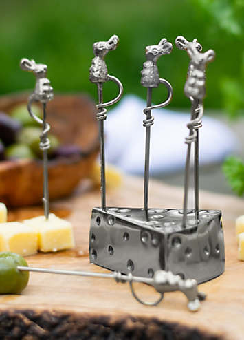 Culinary Concepts Mouse Picks & Cheese Wedge Holder - Silver | Kaleidoscope