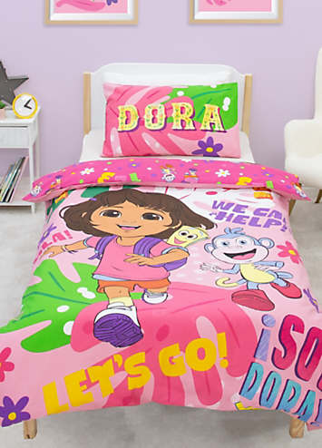 Dora the Explorer Hola Reversible Single Duvet Cover Set | Kaleidoscope