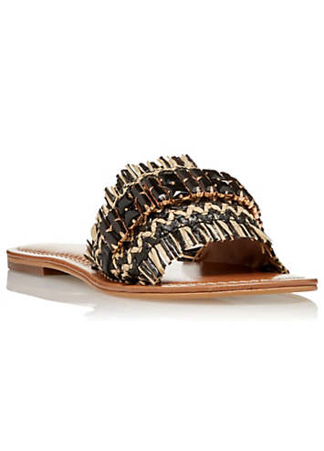 Dune London Nilah Black Raffia Sliders | Kaleidoscope