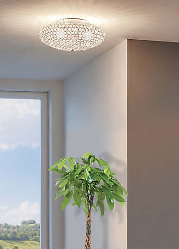 EGLO Clemente 2 Light Crystal And Chrome Ceiling Light | Kaleidoscope