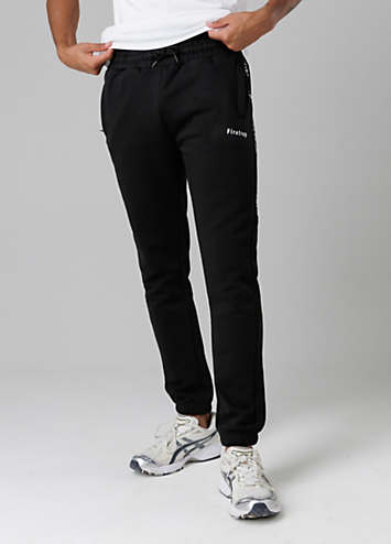 Firetrap Cotton Rich Brushed Fleece Joggers with Logo Stripe Detail ...