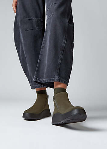 FitFlop F-Mode Suede Flatform Zip Ankle Boots | Kaleidoscope