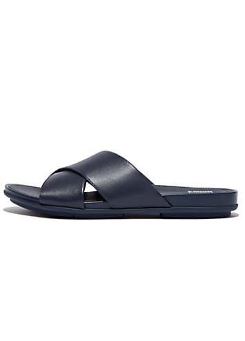 Fitflop Midnight Navy Gracie Leather Cross Slides | Kaleidoscope