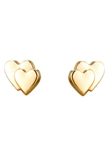 For You Collection 9ct Solid Gold Double Heart Stud Earrings | Kaleidoscope