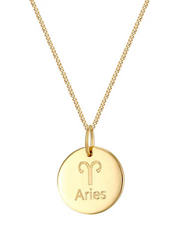 For You Collection Sterling Silver 18ct Gold Plated Star Sign Disc ...