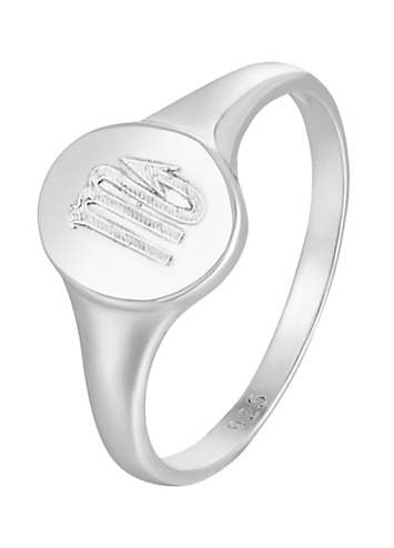 For You Collection Sterling Silver Zodiac Scorpio Oval Signet Ring ...