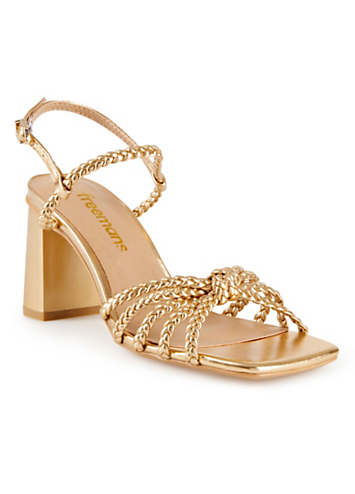 Freemans Gold Plaited Strappy Heeled Sandals | Kaleidoscope