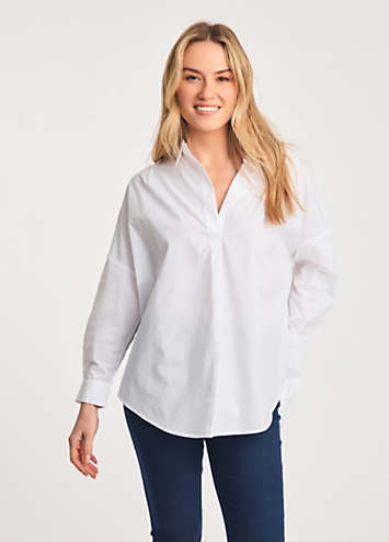 French Connection Long Sleeve Poplin Popover Shirt | Kaleidoscope