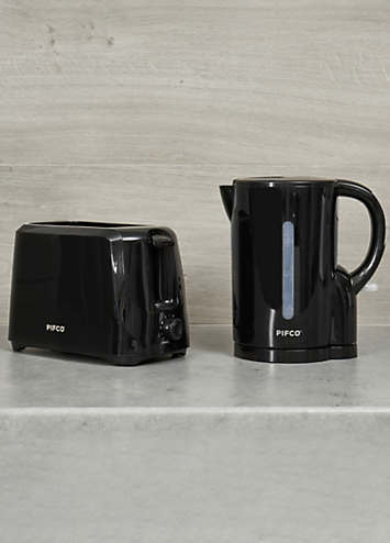 Haden Pack of 2 Pifco Essentials Black 1.7Lt Kettle & 2 Slice Toaster ...