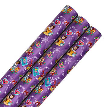 Hallmark Disney Princess Christmas Pack of 3 Wrapping Paper Rolls 4m ...
