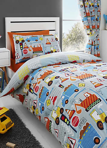 Happy Linen Co Big Diggers Reversible Duvet Cover Set | Kaleidoscope