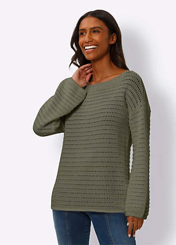 Heine Airy Ajour Knit Boat Neck Knit Jumper | Kaleidoscope