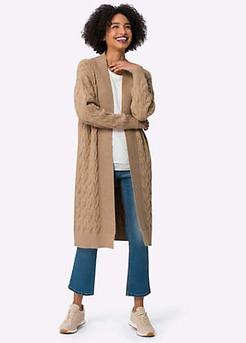 Heine Cable Knit Longline Cardigan | Kaleidoscope