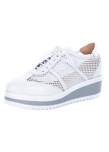 Heine Lace-Up Perforated Wedge Heel Trainers | Kaleidoscope