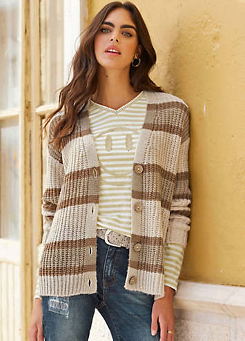 Heine Striped Knit Cardigan | Kaleidoscope