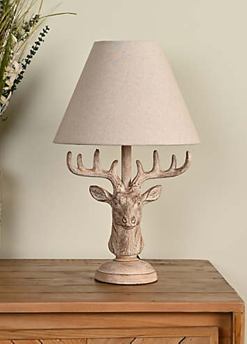 Hestia Wood Effect Stags Head Table Lamp 18’’ | Kaleidoscope