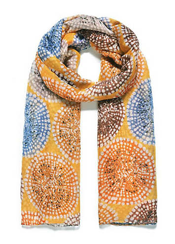 Intrigue Ochre Contrasting Batik Print Summer Scarf | Kaleidoscope